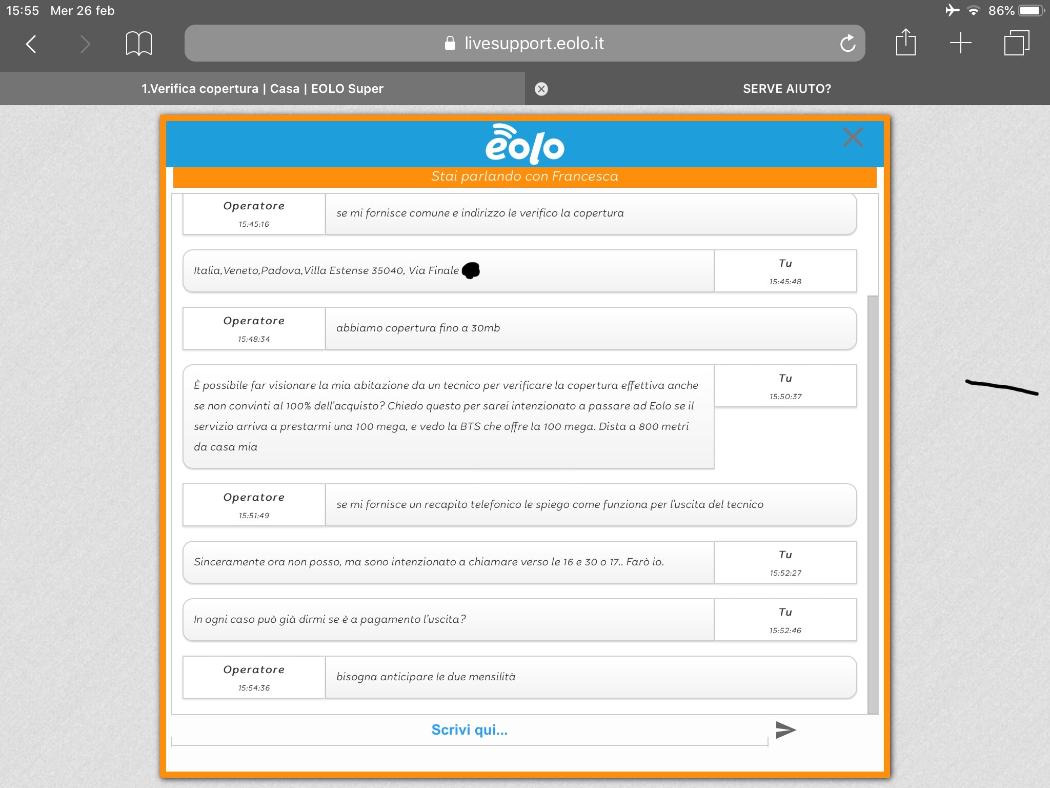 EOLO 100 non disponibile ma BTS visibile - FibraClick Forum