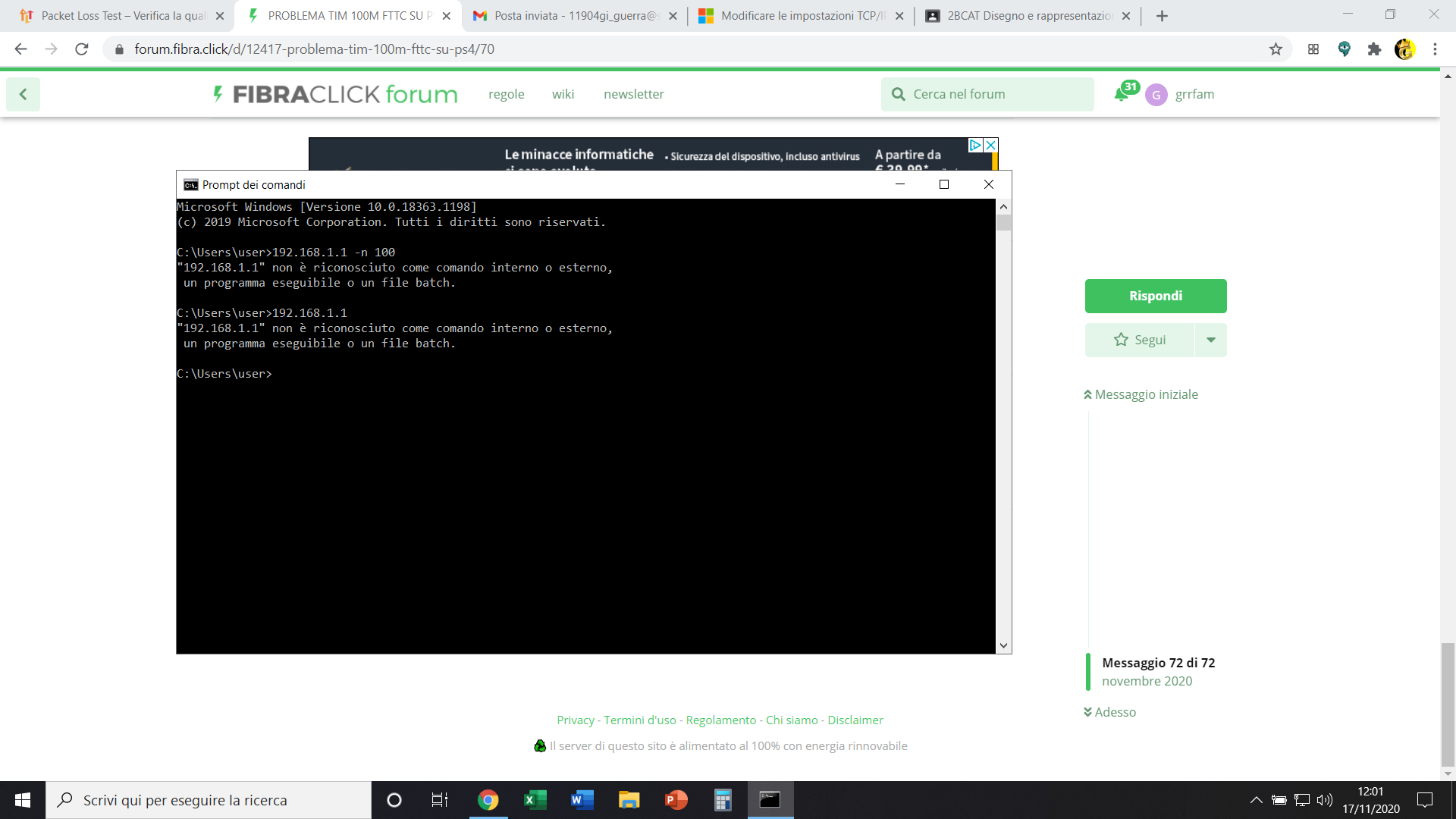 PROBLEMA TIM 100M FTTC SU PS4: Pagina 4 - FibraClick Forum