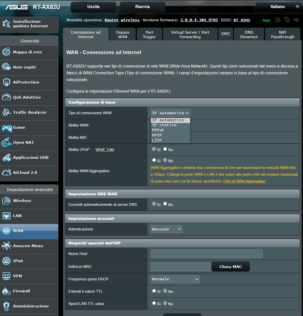 Configurazione router Asus per FTTH - FibraClick Forum