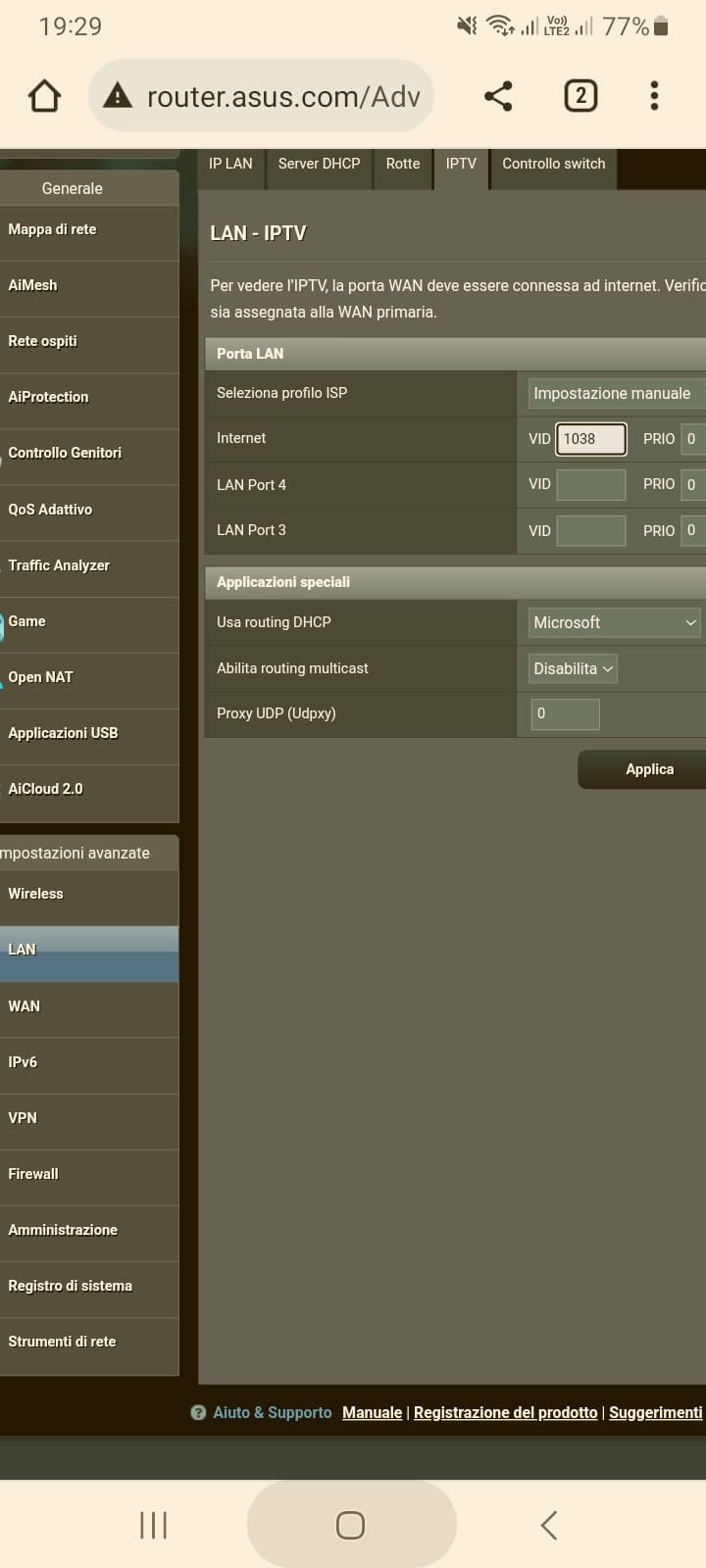 Usare router ASUS su Vodafone FWA - FibraClick Forum