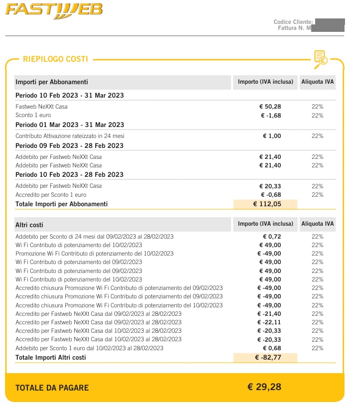 Cambio piano Fastweb - FibraClick Forum