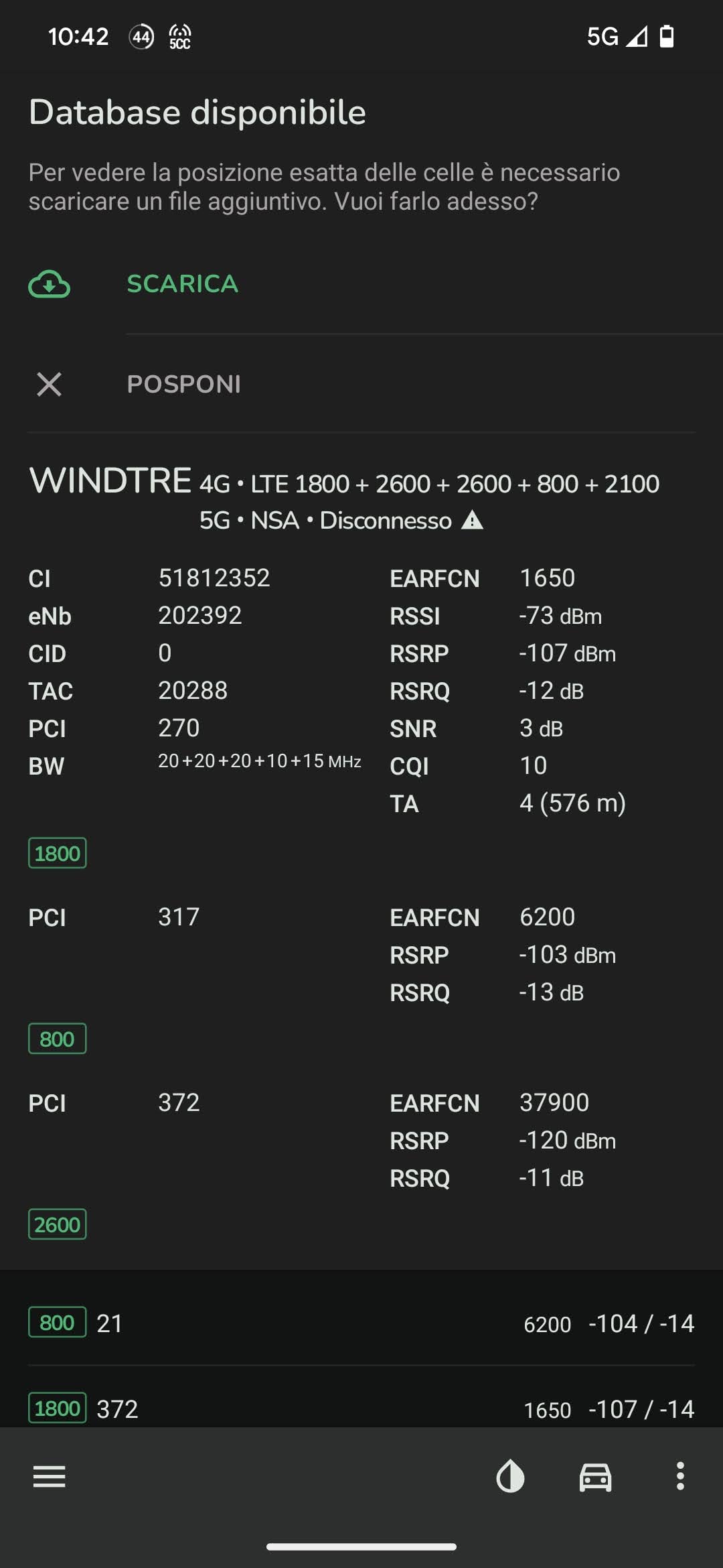 NetMonster segnala 5G Disconnesso - FibraClick Forum