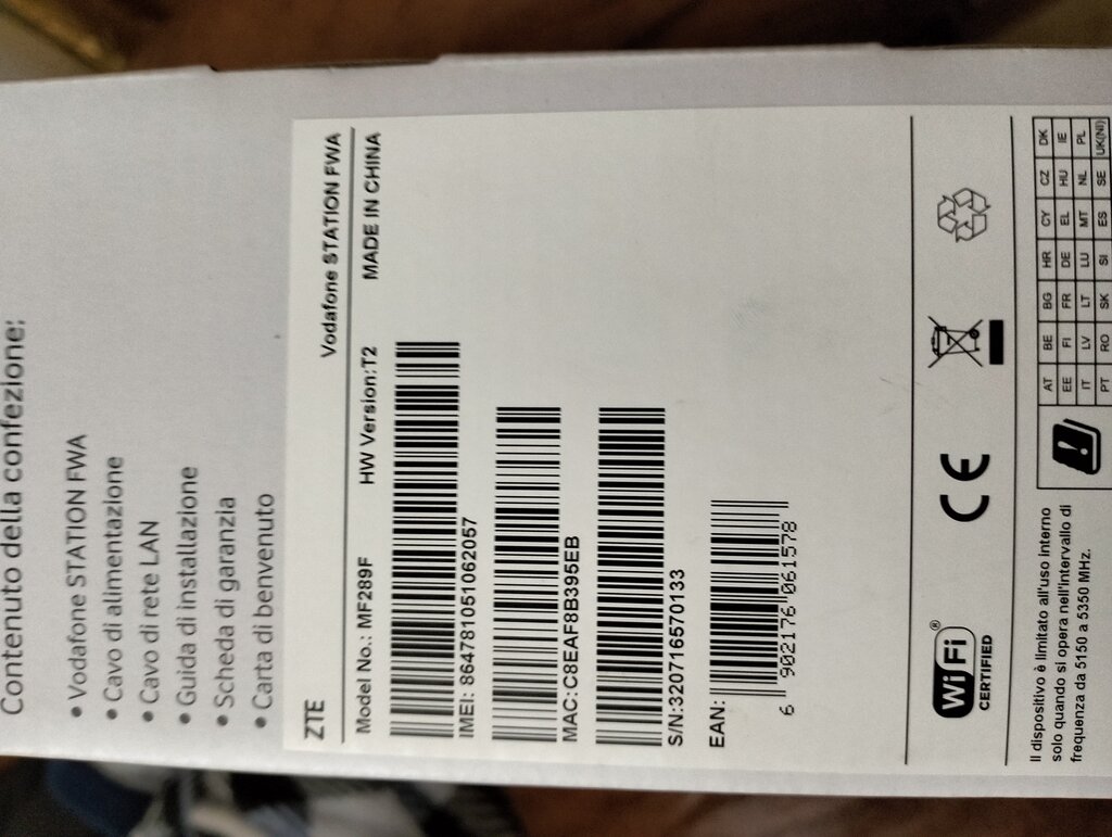 Sblocco porta rj11 zte mf289f vodafone fwa italia - FibraClick Forum